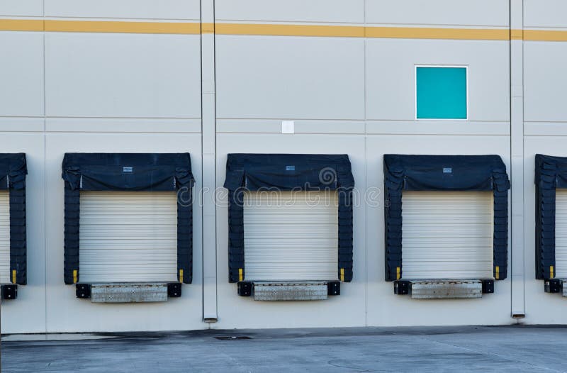 Loading Dock Doors at the Back of a Generic Warehouse. Stock Image ...