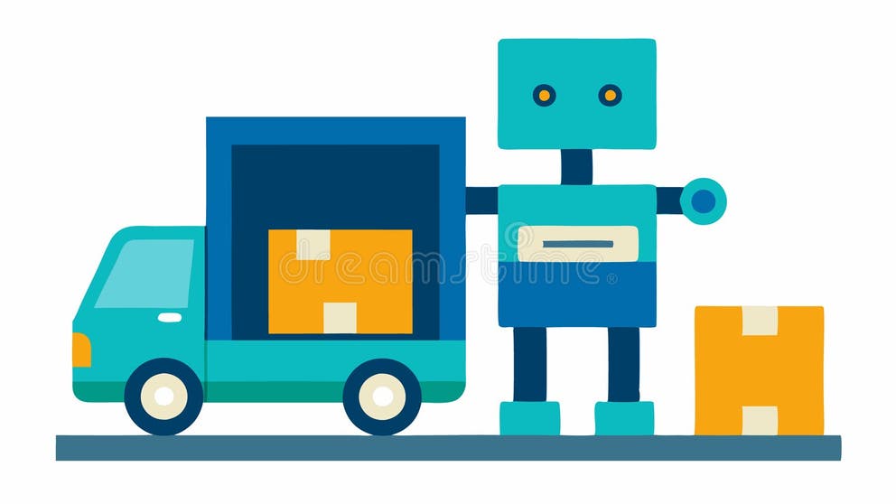 Loading Dock Robot a Robot with a Builtin Ramp Loading Large Packages ...