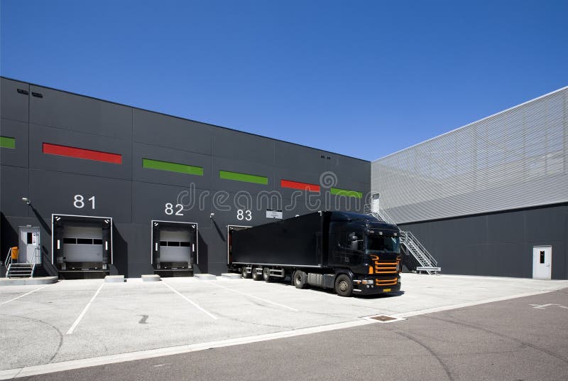 Semi at Loading Dock stock photo. Image of drive, doors - 807252