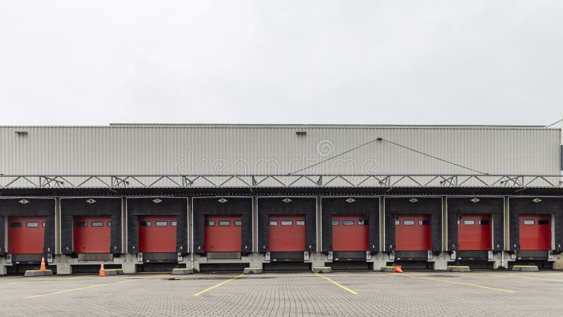 Loading docks of warehouse stock photo. Image of loader - 308212780