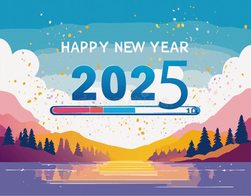 LOADING 2025 Download Bar with Summer Backround of Lake Forest Sky ...