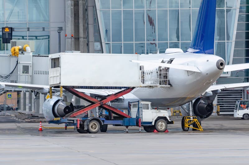 Loading Food on the Airplane for Passengers at the Terminal Stock Image ...