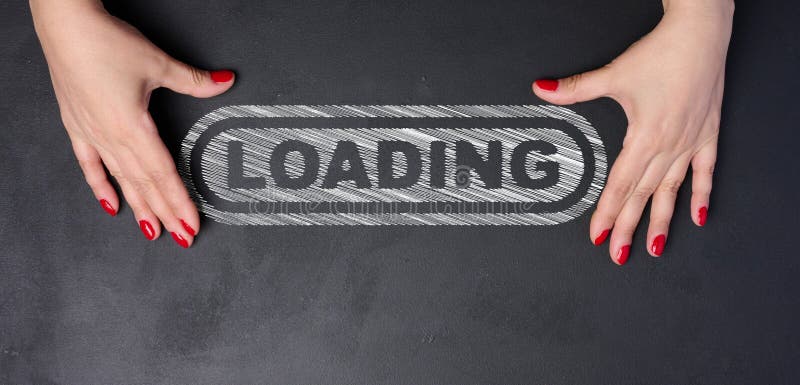 Loading Form and Two Female Hands on a Black Background, Waiting for ...