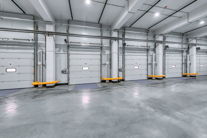 Loading Gates of a Large Industrial Warehouse. Industrial Interior ...