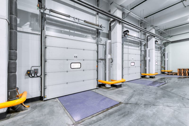 Loading Gates of a Large Industrial Warehouse. Industrial Interior ...