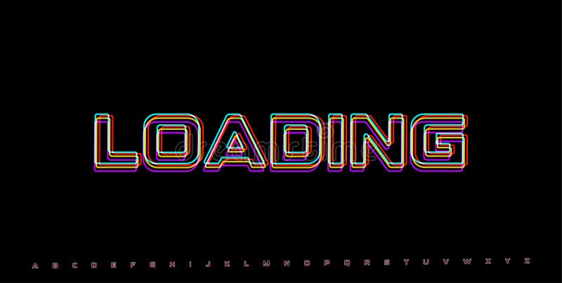 LOADING Glitch Display. RGB Pixelated Headline in Futuristic Cyberpunk ...