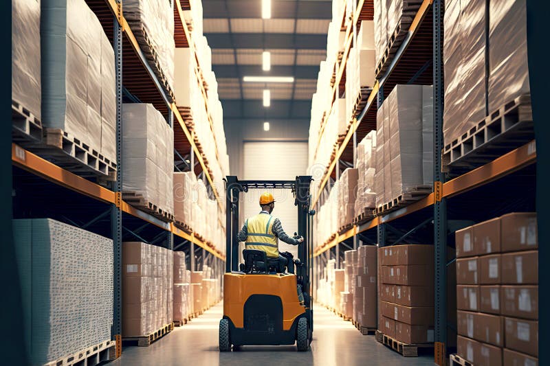 Loading of Goods in Boxes in Corridor in Warehouse Stock Illustration ...