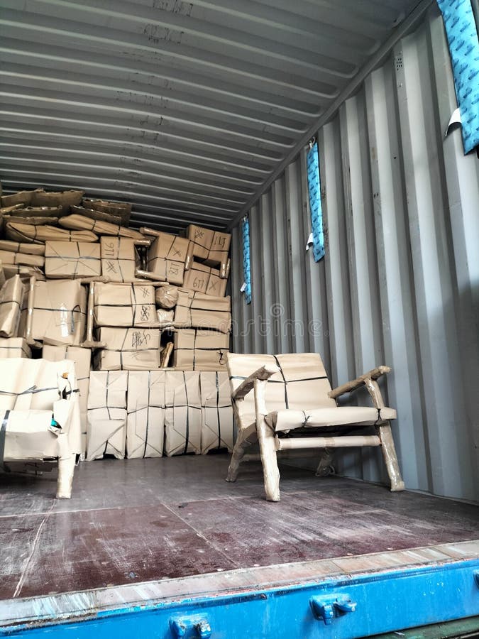 Loading goods in container stock image. Image of goods - 264394017