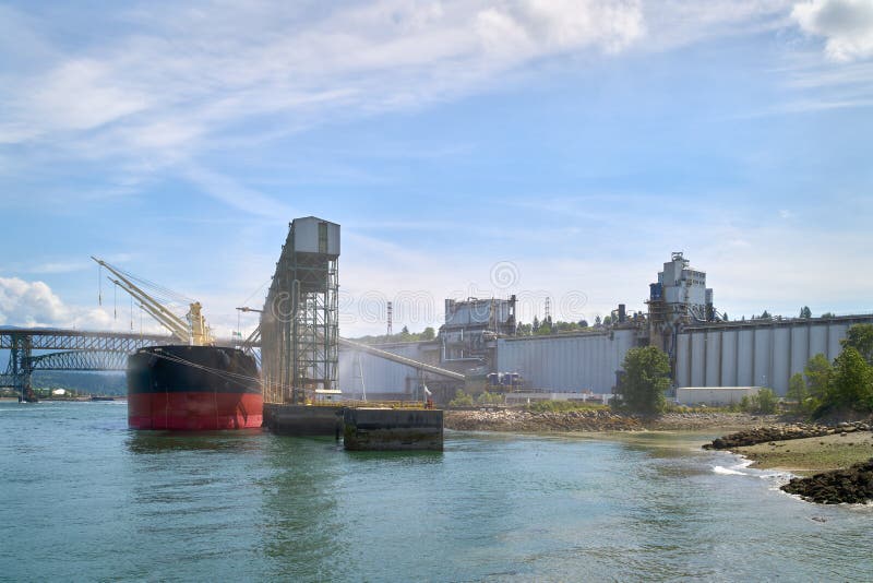 Loading Grain Cargo Ship Vancouver Stock Image - Image of salish ...