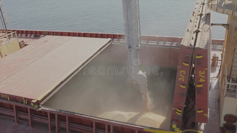 Loading Grain into a Ship, a Ship for Transporting Grain. Wheat ...