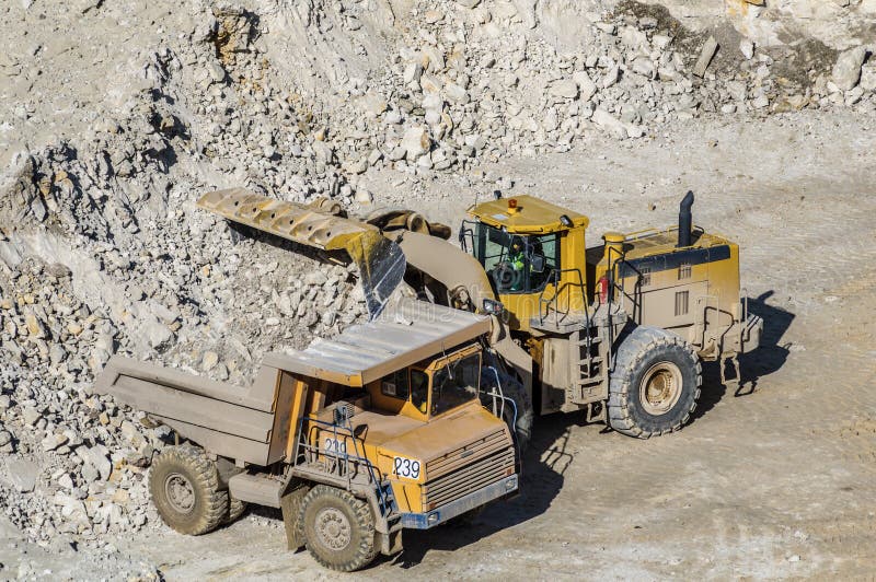 Loading of Gypsum in Mining Truck Stock Photo - Image of loading ...