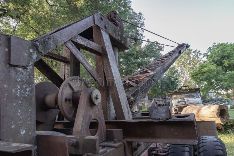 Loading Heavy Industrial Old Logging Truck Machine Stock Photo - Image ...