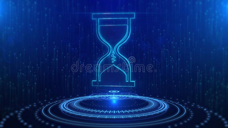 Loading Hourglass Text Cyberspace Future Digital Technology Hologram ...
