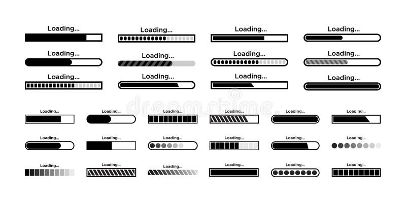 Loading Icon Horizontal Speed Indicator Progress Bar Vector Set Buffer Loader Status Bar Sign