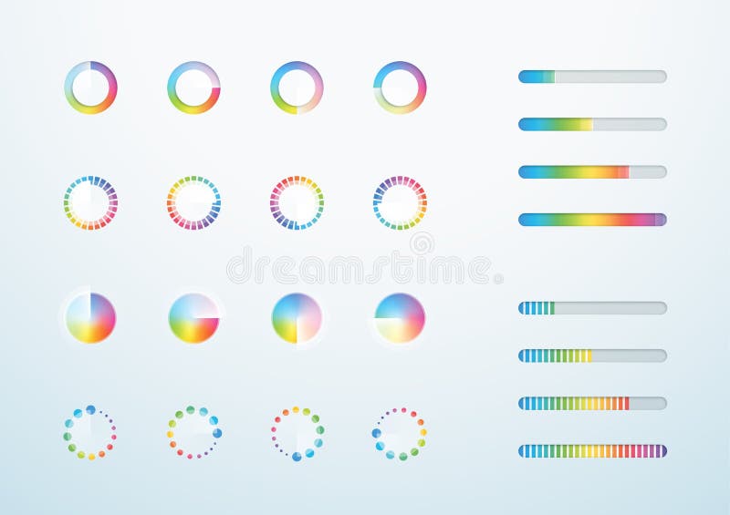 Loading Icon Progress Bar Symbol Set Colorful Vector Stock Vector ...