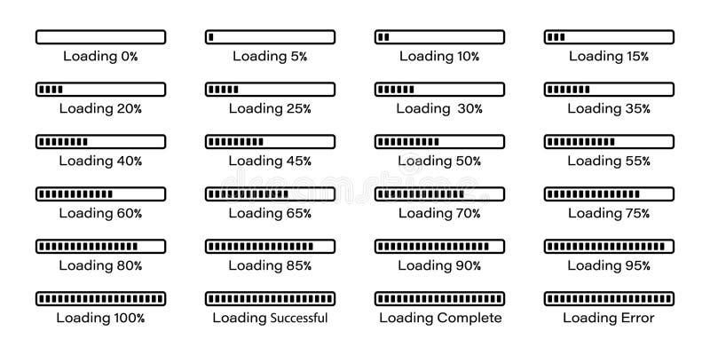 Loading Icon Set 0-100 in Black Colour 2 Stock Vector - Illustration of ...