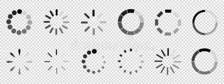 Loading Icons Collection, Load Process Icon Set - Different Vector ...