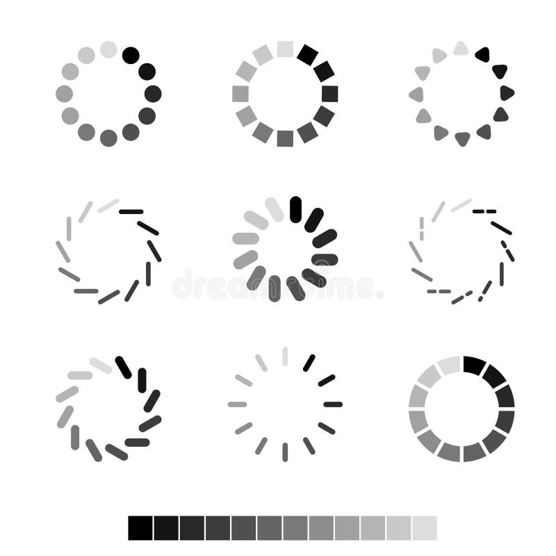 Loading Icons Collection. Set of Signs for Loading Bar Stock Vector ...