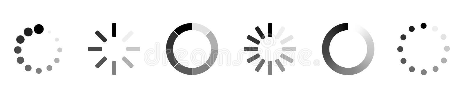 Set of loading icons. load stock vector. Illustration of design - 117320427