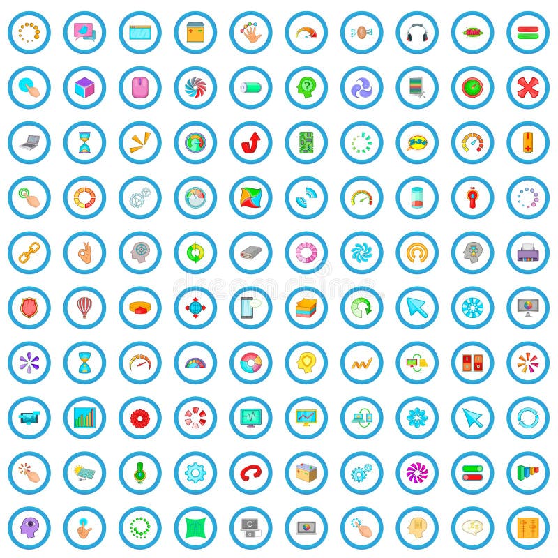 100 Loading Icons Set, Cartoon Style Stock Vector - Illustration of ...