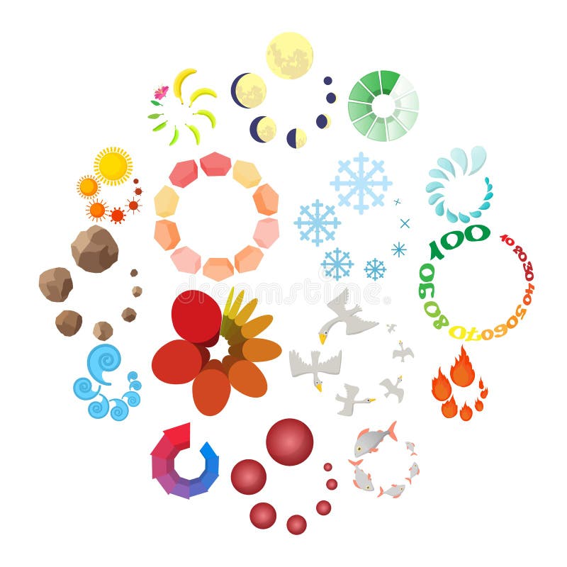 Loading Icons Set, Cartoon Style Stock Vector - Illustration of element ...