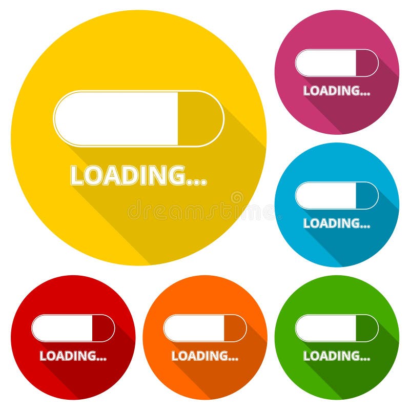 Loading Icons Set with Long Shadow Stock Vector - Illustration of ...