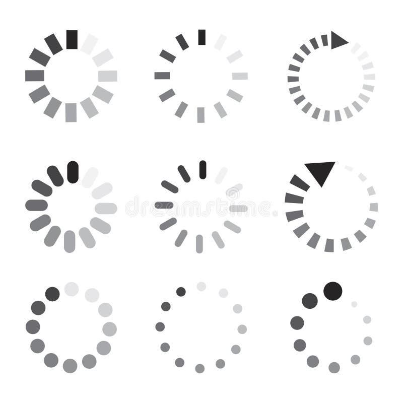 Loading Icons. Set of Progress Bar Indicators. Waiting Symbol Stock ...