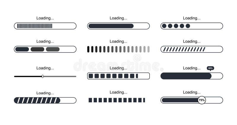 Loading Icons Set. Upload, Download or Updating. Circular Loaders. Indicator of Progress Stock ...