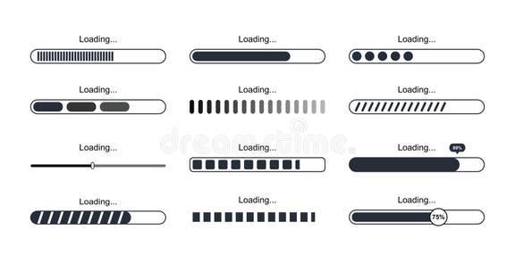 Loading Icons Set. Upload, Download or Updating. Circular Loaders. Indicator of Progress Stock ...