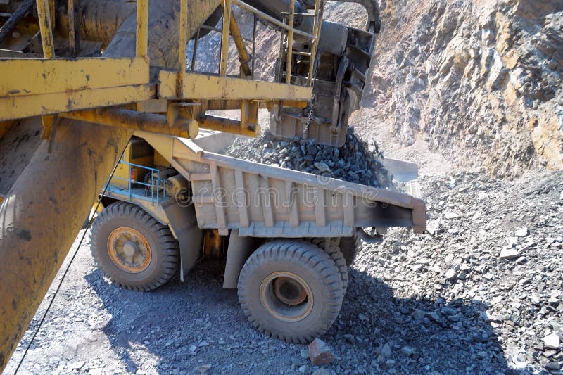 Loading of Iron Ore Kind from a Cabin Stock Image - Image of minerals ...