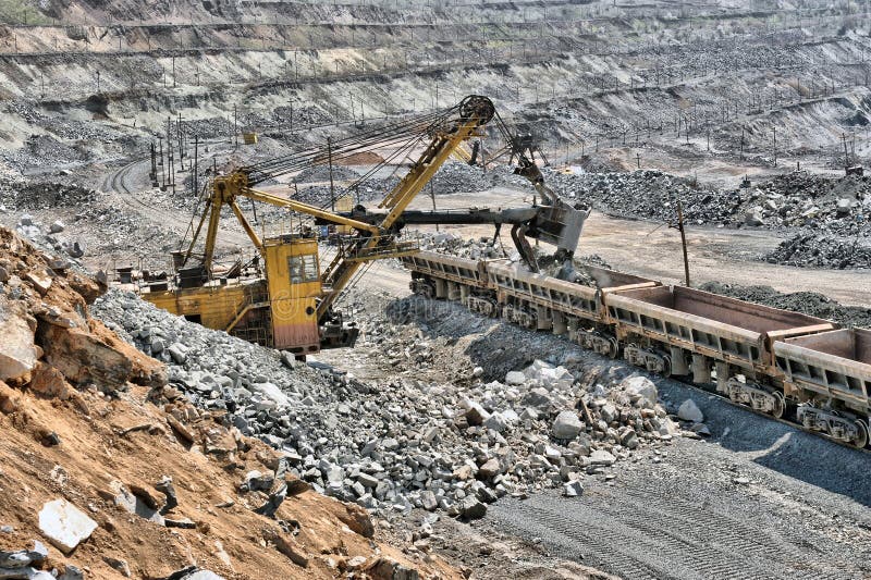 Loading of Iron Ore on the Train Stock Photo - Image of delivery, rail ...