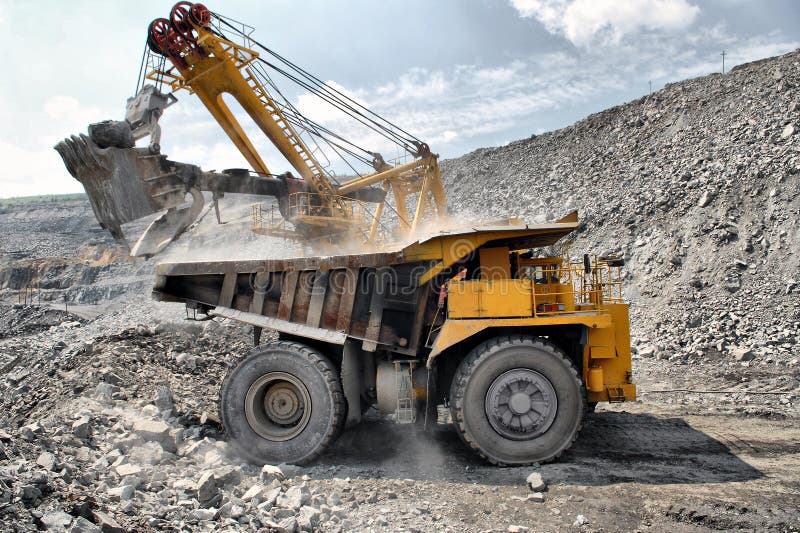 Loading of Iron Ore on Truck Stock Image - Image of dredge, technics ...