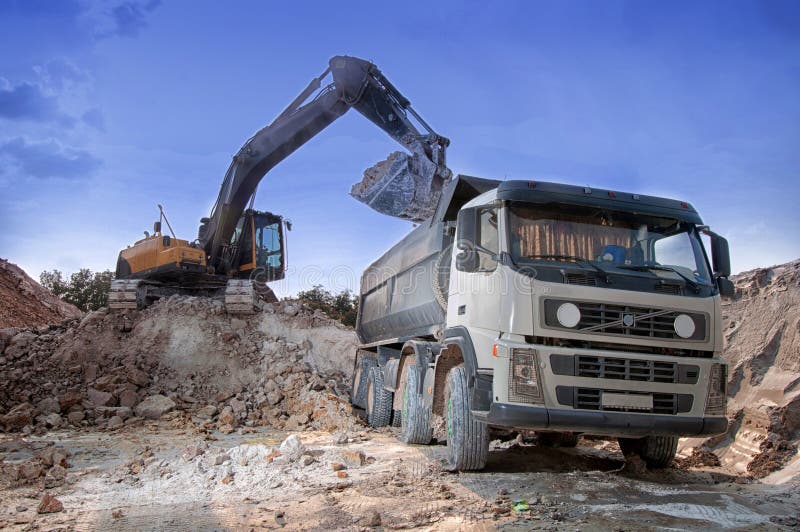 Loading a Large Lorry Building Material Clay Pit Stock Photo - Image of ...