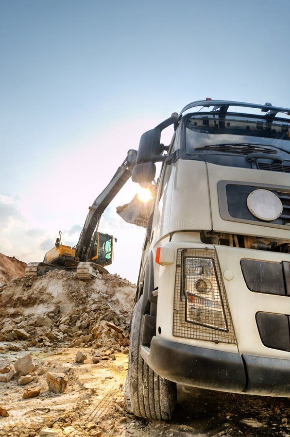 Loading a Large Lorry Building Material Stock Image - Image of ...