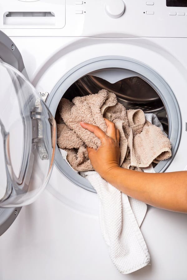Loading Laundry To the Washing Machine Stock Image - Image of ...