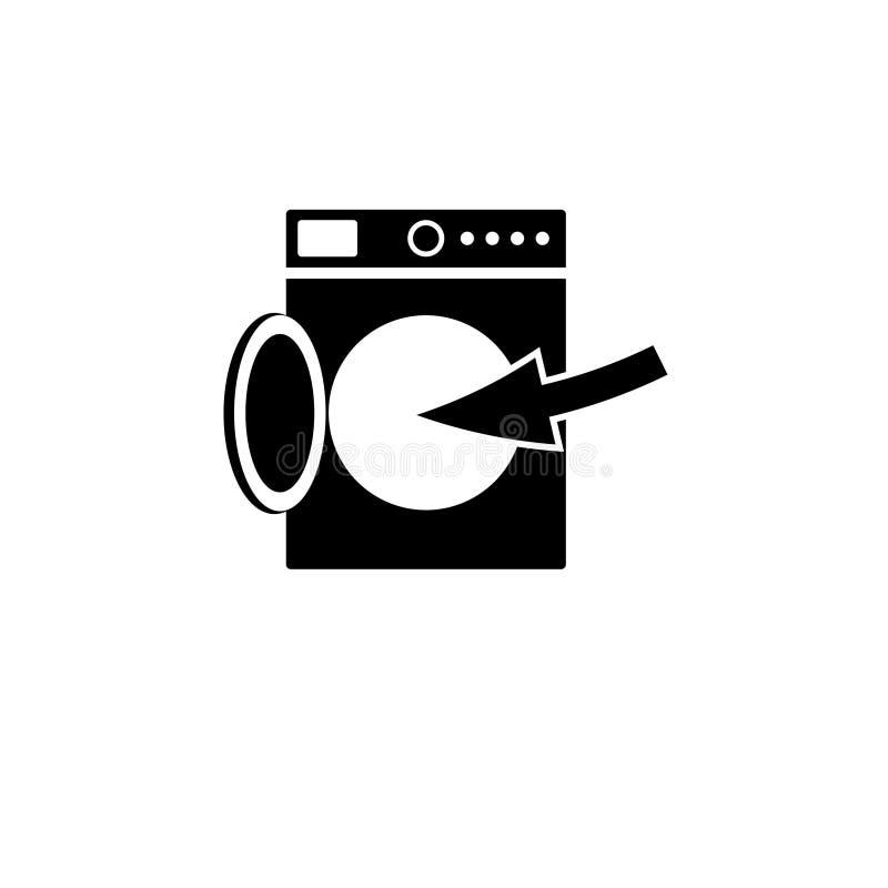 Loading Laundry Washing Machine, Laundromat Solid Flat Vector Icon Isolated on White Background ...