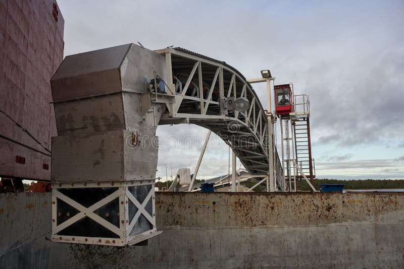Loading of Limestone on Gotland, Sweden. Cargo Operation of Cargo Ship ...
