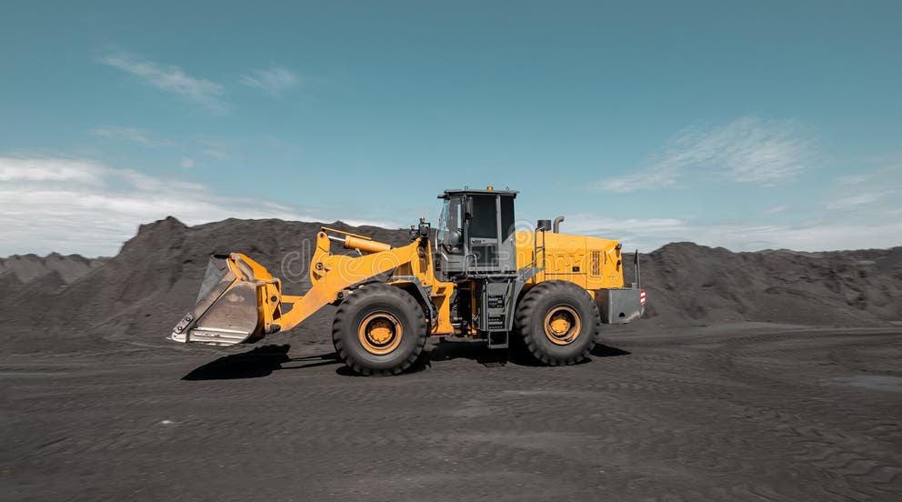 Loading of an Loader into Railway Wagons. Excavator Loading Coal into ...