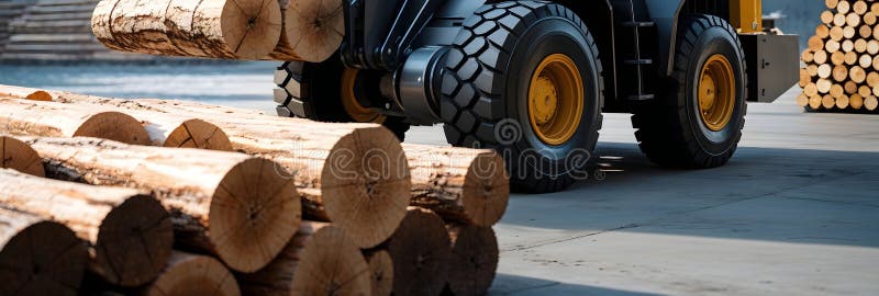 Loading Logs with a Special Loader.Timber Products Warehouse on a ...