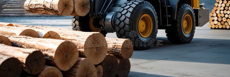 Loading Logs with a Special Loader.Timber Products Warehouse on a ...