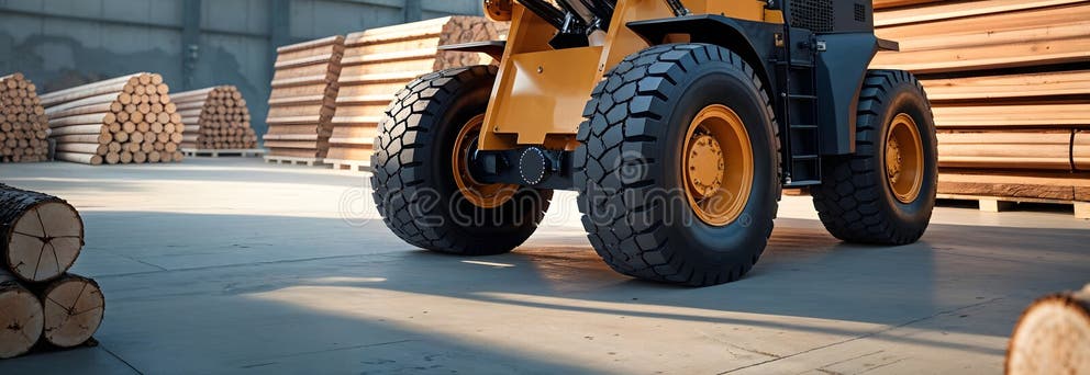 Loading Logs with a Special Loader.Timber Products Warehouse on a ...