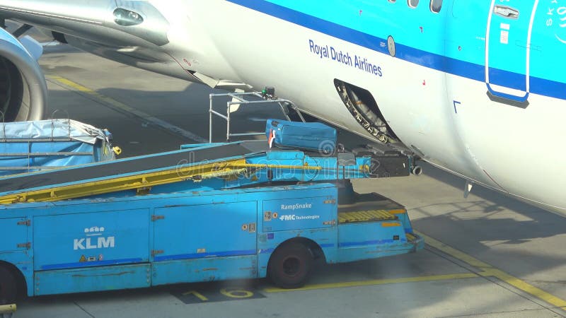 Loading Luggage of a Special Car into the Plane Bus Airfield Airport ...