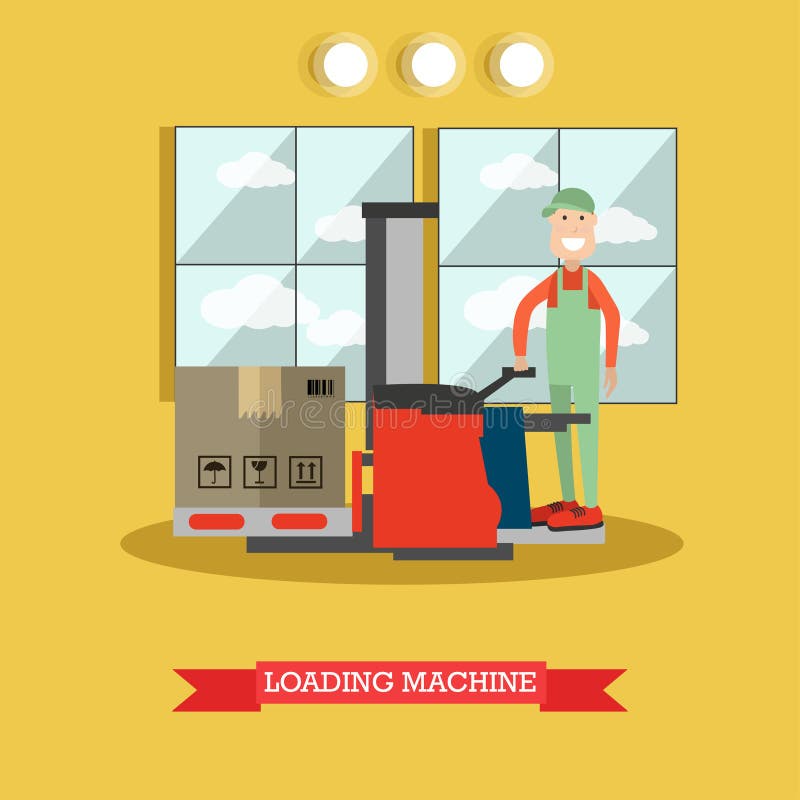 Loading Machine Concept Vector Illustration in Flat Style Stock Vector ...