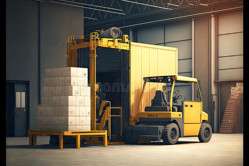 Industrial Warehouse with Large Loading Dock Doors Open Stock Photo ...