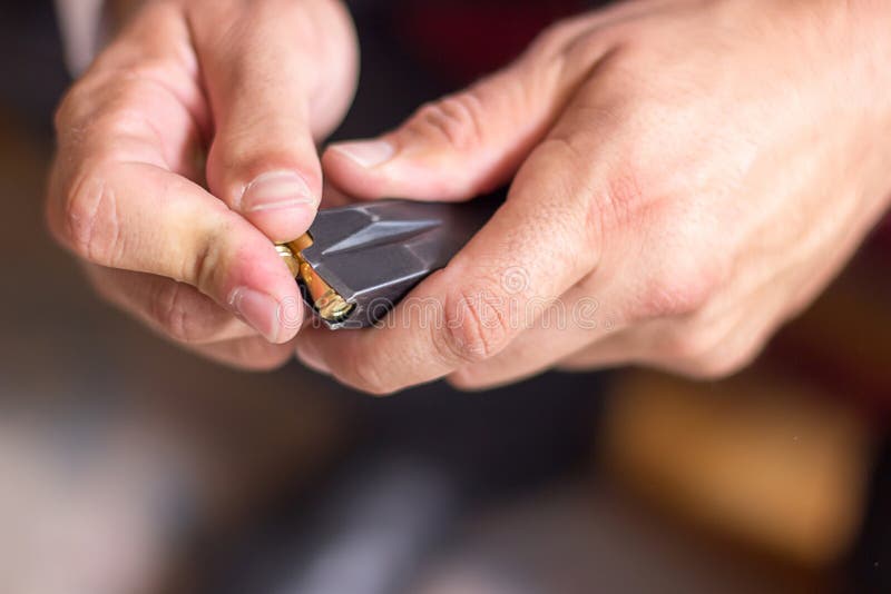 Loading Handgun Magazine. Bullets and Pistol Background. Charging Gun ...