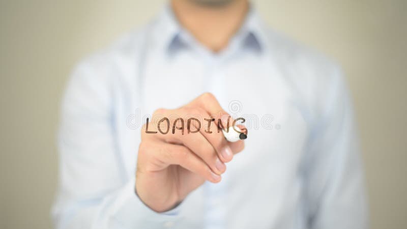 Loading, Man Writing on Transparent Screen Stock Image - Image of ...