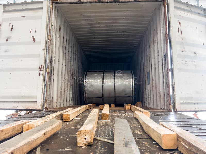 Loading Master Coil Steel Out of Container Stock Photo - Image of ...