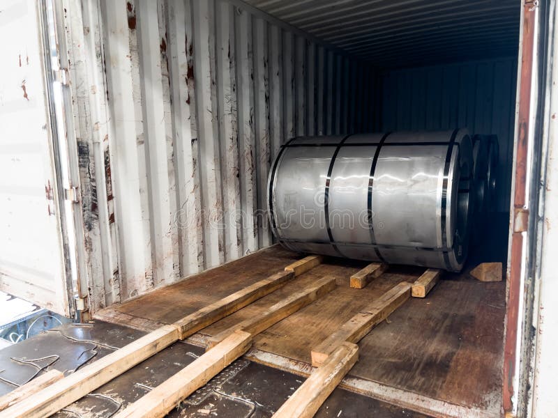 Loading Master Coil Steel Out of Container Stock Photo - Image of ...