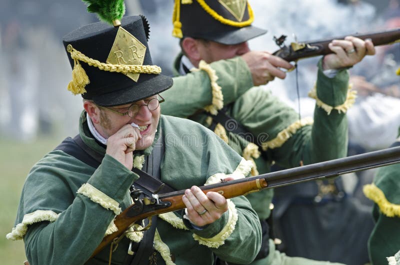 Reenactment of Loading Muskets during the American Revolution,Fort ...