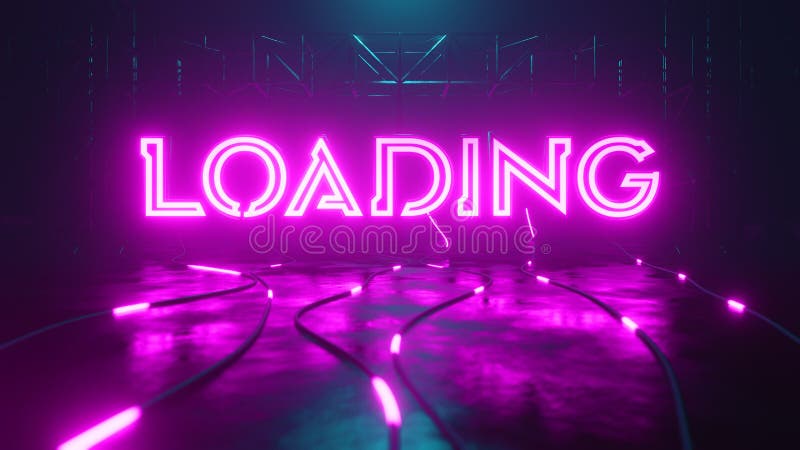 Loading Neon Sign with Glowing Cable Stock Illustration - Illustration ...